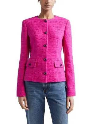 St. John Cotton-blend Tweed Jacket - Hot Pink