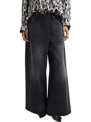 R13 Nico Wrap Wide-leg Jeans - Essex Black