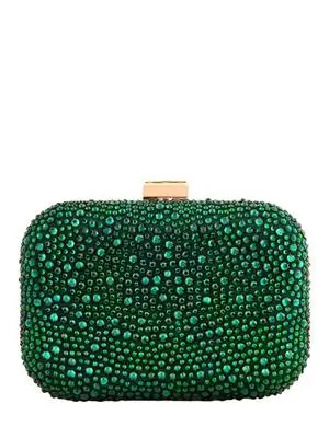 GEMY MAALOUF Crepe Clutch With Crystal Embellishments