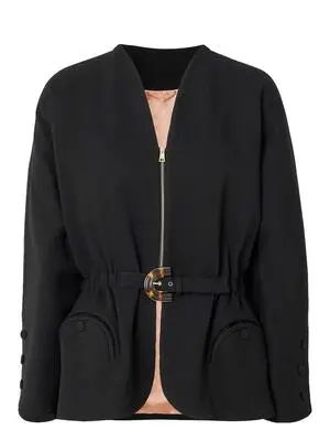 BLAZÉ MILANO Carol Belted Ribbed-knit Jacket - Black