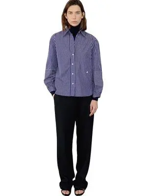 CALLAS MILANO Aura Lantern Sleeve Stripe Shirt - Blue / Navy / Stripe / White
