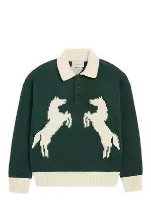 Ami Horse-intarsia Polo Shirt - Green