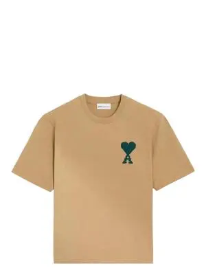 Ami Logo-embroidered T-shirt - Neutrals