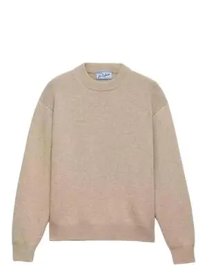 Prada Triangle-logo Ribbed Sweater - Neutrals