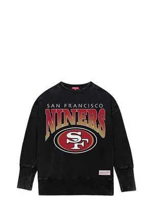 Mitchell & Ness San Francisco 49ers Delineate Mineral Wash Crewneck Sweatshirt - Black
