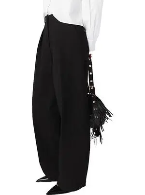 Maje Double Pleated Palazzo Trousers - Black