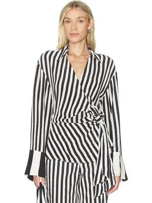 SIMONMILLER Vietta Crepe Top - Black & White Stripe