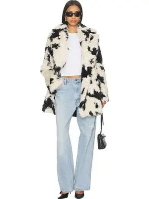 Free People X Jade Cow Fur Coat - Black & White