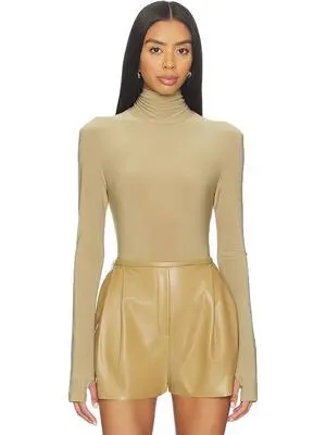 Norma Kamali Long Sleeve Turtle Bodysuit - Camel