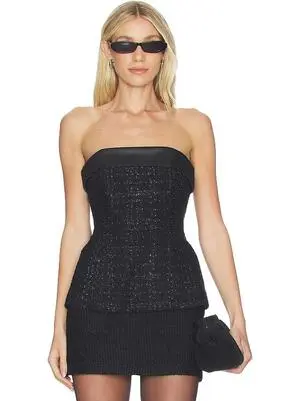 Majorelle Selene Tweed Top - Black Metallic