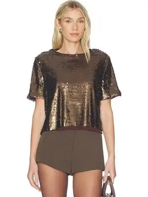 Rag & Bone Lucy Sequin Tee - Coffee