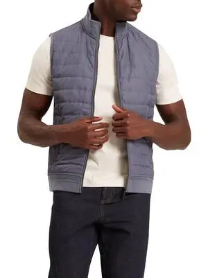 Ted Baker London Quilted Front Piqué Vest - Mid-blue