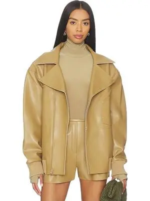 Norma Kamali Oversized Moto Jacket - Tan