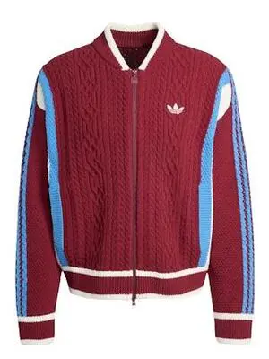 Adidas Retro Remix Zip-up Cardigan - Shadow Red Off White Ash Blue