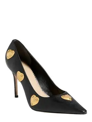 Cinq À Sept Luna Metal Hearts Pumps - Black/gold