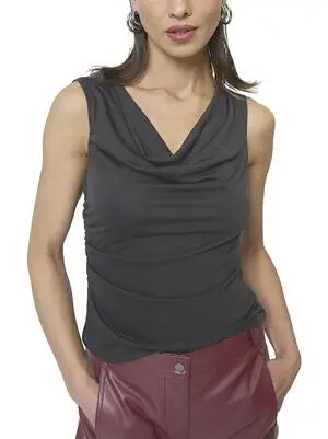 Central Park West Roman Sleeveless Cowl Top - Black