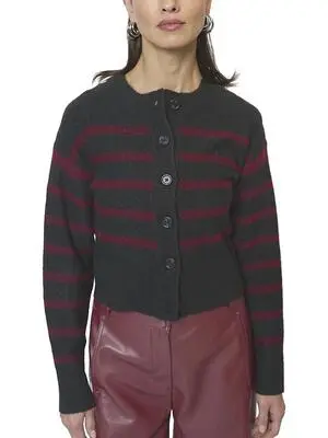 Central Park West Marley Striped Cardigan - Black-multi-stripe