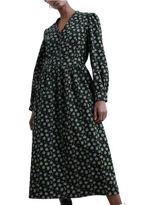 SEASALT CORNWALL Rose Cottage Midi Dress - Smudge Floral Onyx