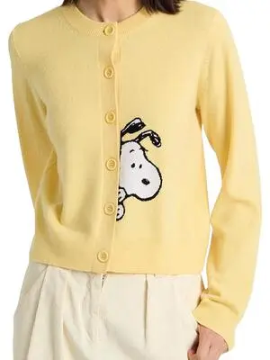 Chinti & Parker Wool-cashmere Snoopy Cardigan - Soft Yellow