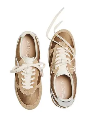 SILENT D Leather Sneakers - Beige Multi