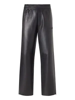 Amiri Logo-appliquéd Straight-leg Leather Trousers - Black