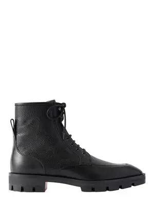 CHRISTIAN LOUBOUTIN Caracolo Lion Leather Lace-up Boots - Black