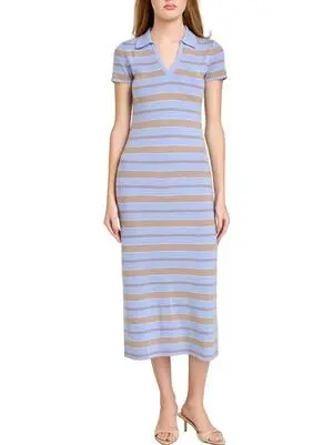 WAYF Carter Stripe Sweater Dress - Blue Stripe
