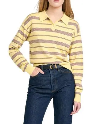 WAYF Carter Stripe Polo Sweater - Yellow Stripe