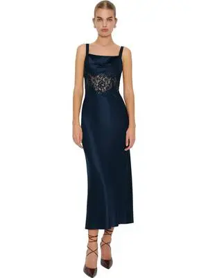 REFORMATION Evelyne Silk Dress - Blue