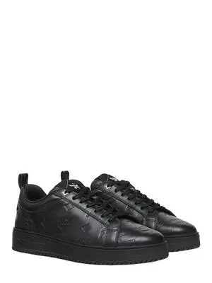 Mcm Neo Terrain Monogram Leather Sneakers - Black
