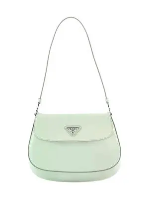 Prada Cleo Flap Shoulder Bag Spazzolato Leather Small - Green
