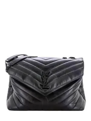 Saint Laurent Loulou Matelasse Chevron Leather Medium Shoulder Bag - Black