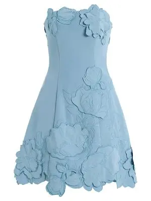 LEO LIN Ayla Appliquéd Mini Dress - Blue