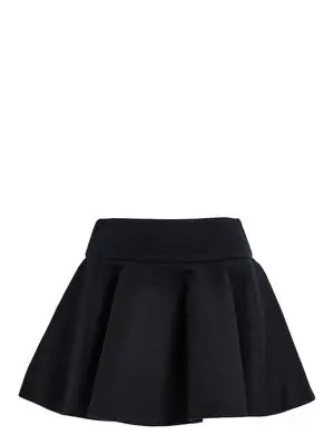 Wardrobe.NYC Flared Brushed Wool Mini Skirt - Black