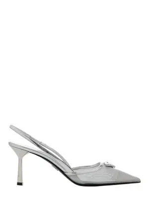 Prada Mesh Slingback Pumps - Silver
