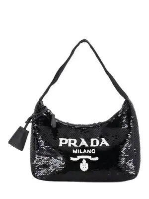 Prada Re-edition 2000 Sequins Mini Hobo Bag - Black