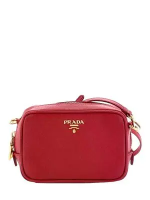 Prada Zip Saffiano Leather Mini Crossbody Bag - Red