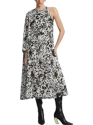Bcbgmaxazria One-sleeve Midi Dress - Dotty Print