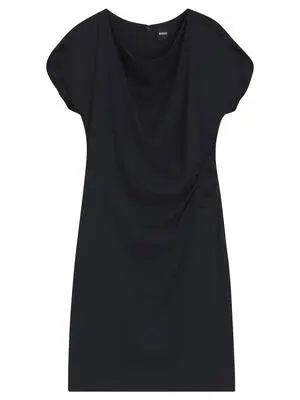 BOSS Gathered Detail Dress With Cowl Neckline - Dark Blue