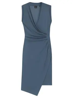 BOSS Gathered Wrap Dress - Light Blue
