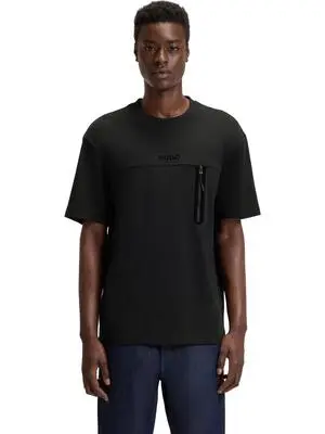 Hugo Cotton-blend T-shirt With Decorative Reflective Details - Black