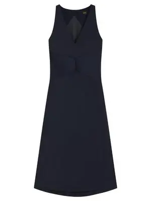 BOSS Crinkle Satin Gathered-front Dress - Dark Blue