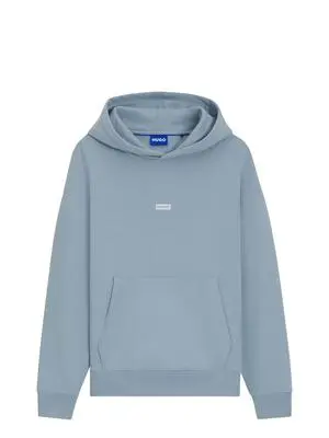 Hugo Cotton Terry Hoodie With Logo Detail Light Blue
