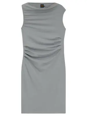 BOSS Asymmetric-neckline Dress - Grey