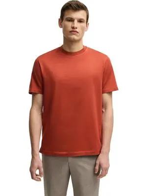 BOSS Micro-pattern T-shirt In Mercerised Cotton Dark Orange