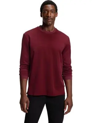 BOSS Micro-pattern T-shirt In Mercerised Cotton - Dark Red
