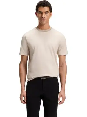 BOSS Micro-pattern T-shirt In Mercerised Cotton Light Beige