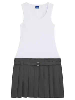 Hugo Sleeveless Dress With Pleated Skirt - White
