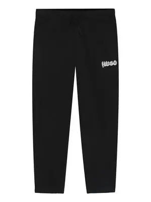 Hugo Logo-print Tracksuit Bottoms In Cotton Terry - Black