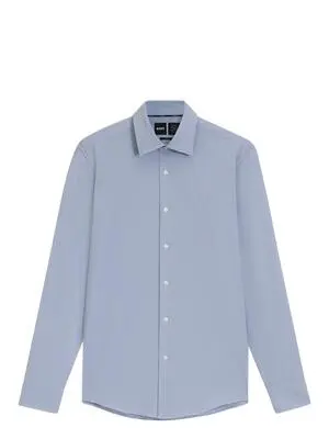 BOSS Slim-fit Shirt In Italian Performance-stretch Fabric - Light Blue